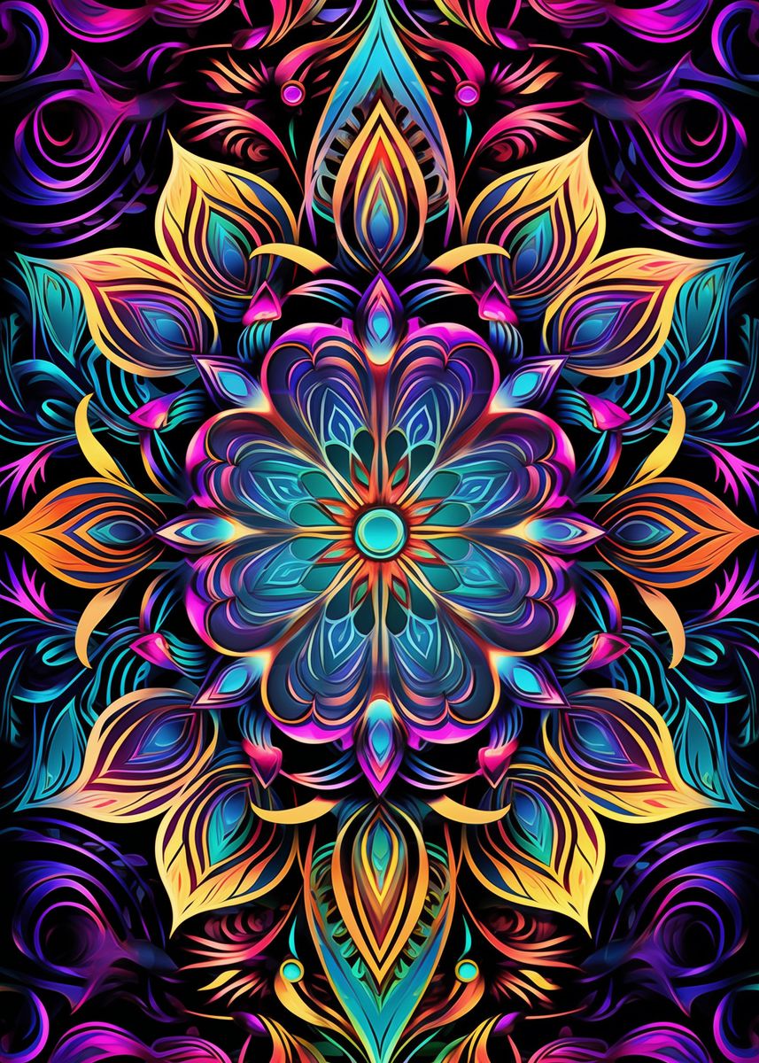'Psychedelic Mandala No.5' Poster, picture, metal print, paint by Boot ...