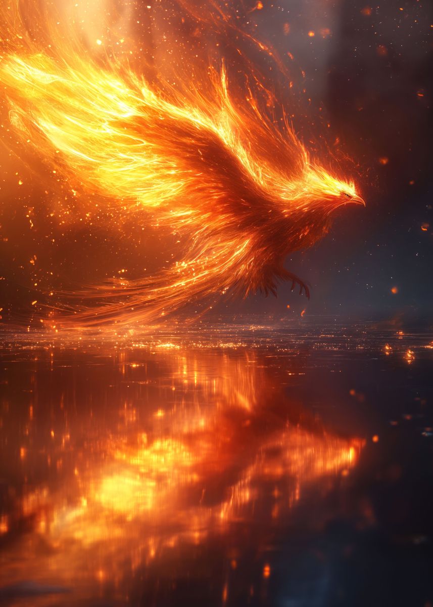 'phoenix bird flying ' Poster, picture, metal print, paint by Adel S ...