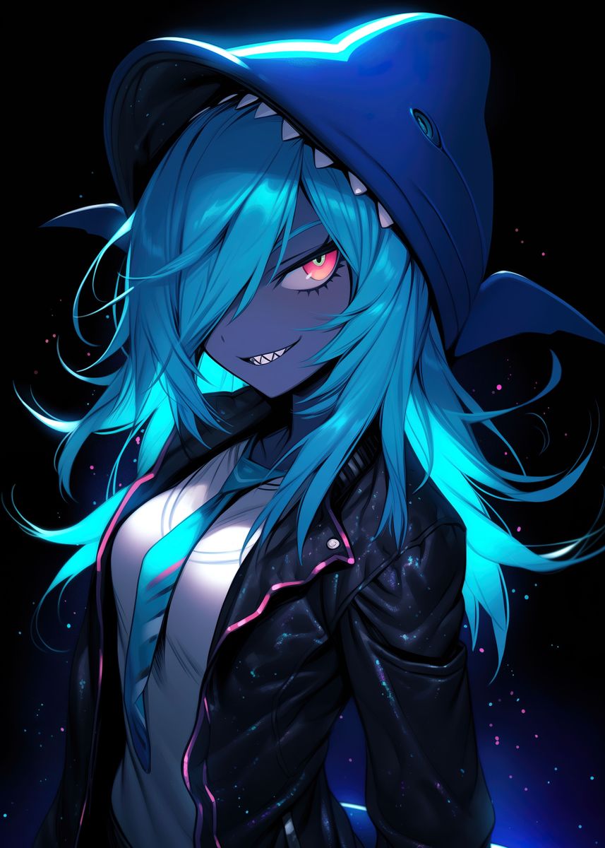 'Anime Shark School Girl' Poster, picture, metal print, paint by ...