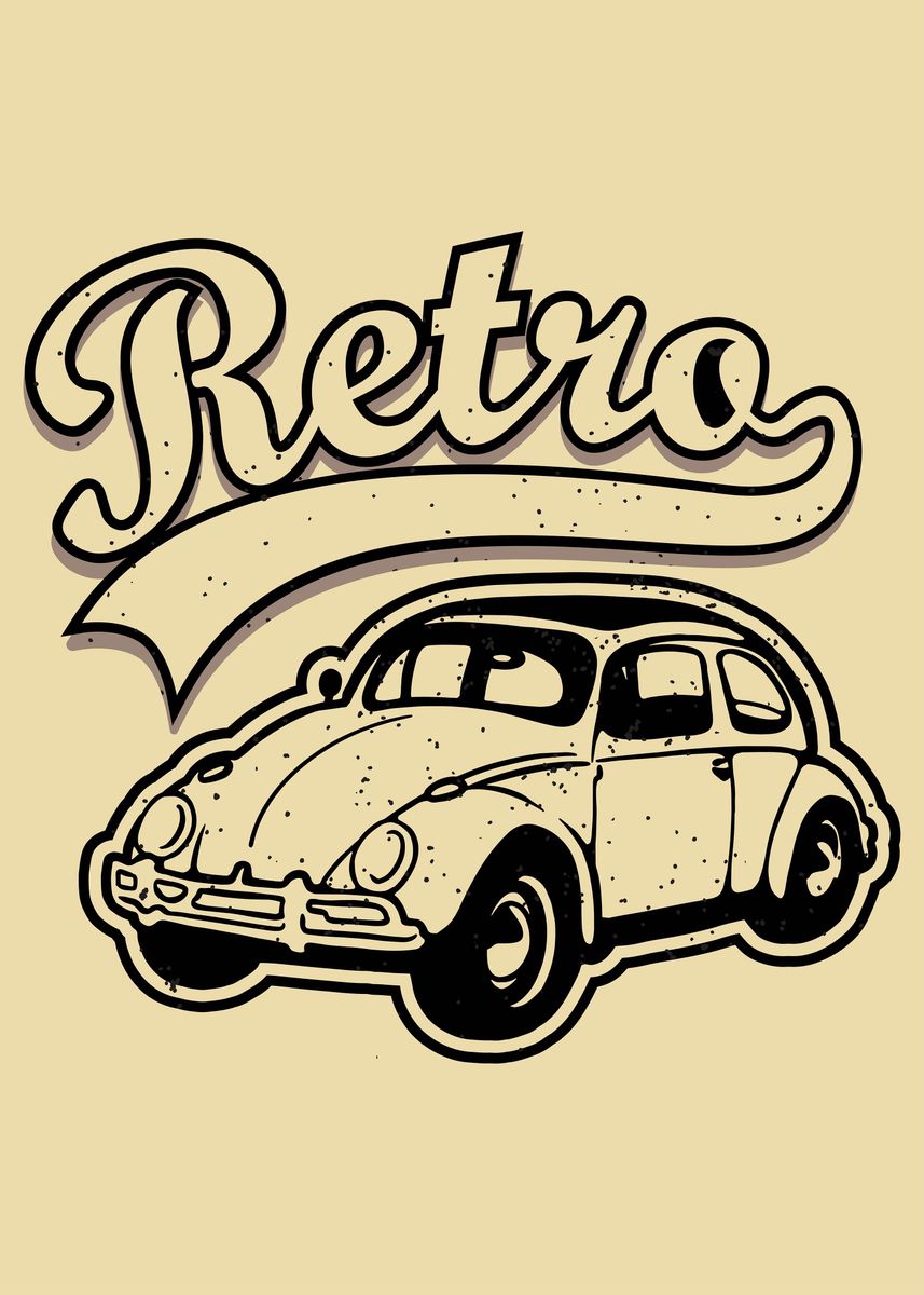 'Retro Vintage Car' Poster, picture, metal print, paint by Firkins Tree ...