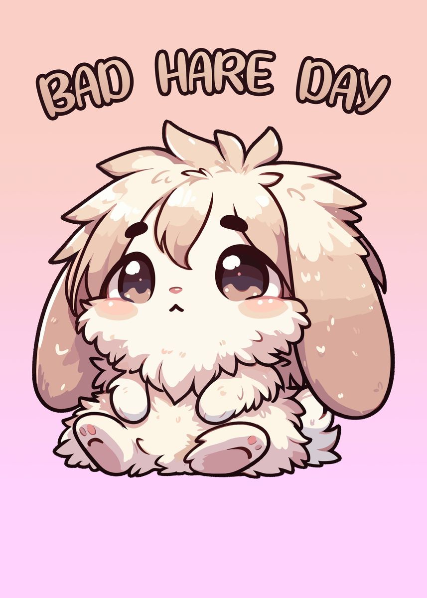 'Bad Hare Day Messy Hair ' Poster, picture, metal print, paint by Mini ...