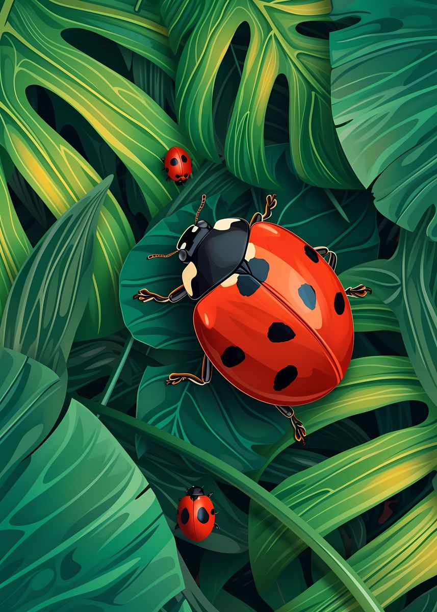 'Cute Lady Bug' Poster, picture, metal print, paint by Mamanisme Art ...