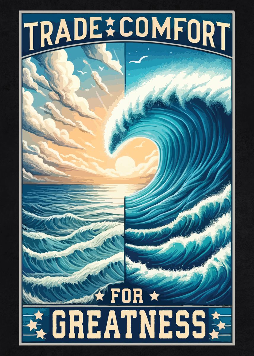 'Comfort vs Greatness' Poster, picture, metal print, paint by CHAN ...