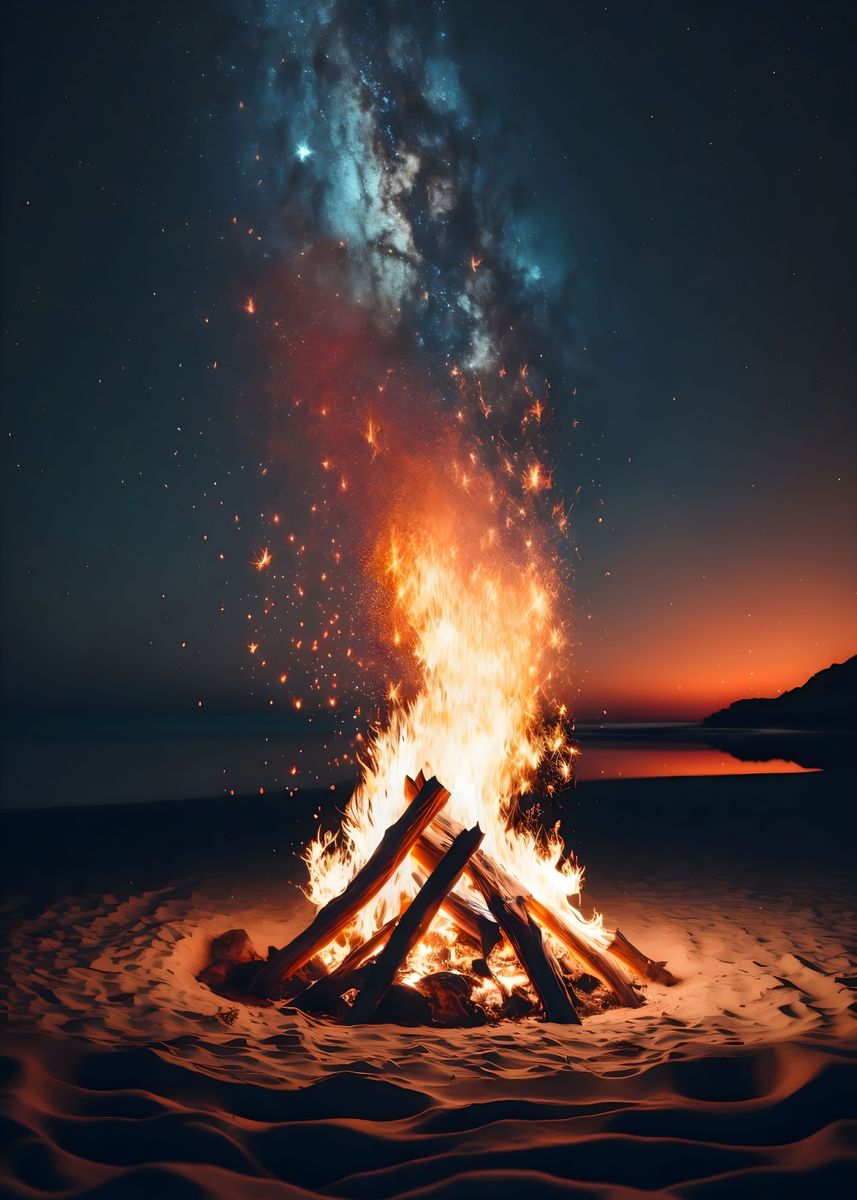 'Bonfire' Poster, picture, metal print, paint by EB Art | Displate