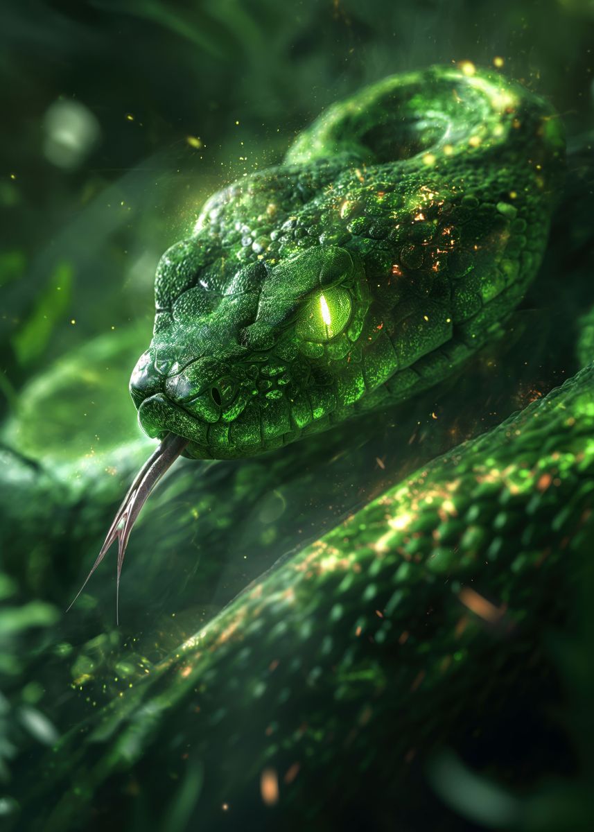 'neon snake in green' Poster, picture, metal print, paint by Adel S ...