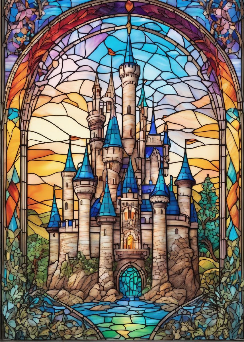 'Stained Glass Castles' Poster, picture, metal print, paint by ...