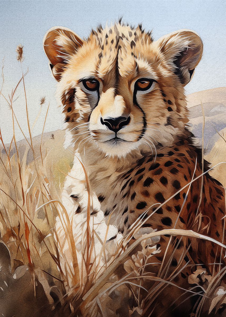 'Cheetah Scowl' Poster, picture, metal print, paint by EKIM | Displate