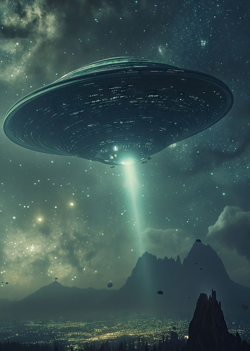 'Alien UFO' Poster, picture, metal print, paint by GLITCHED ART | Displate