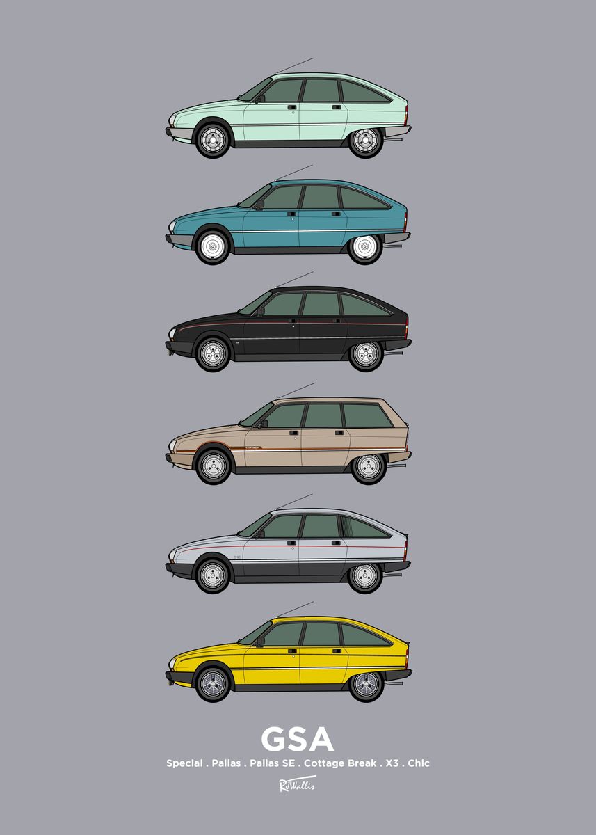 'GSA Car collection' Poster, picture, metal print, paint by Russell ...