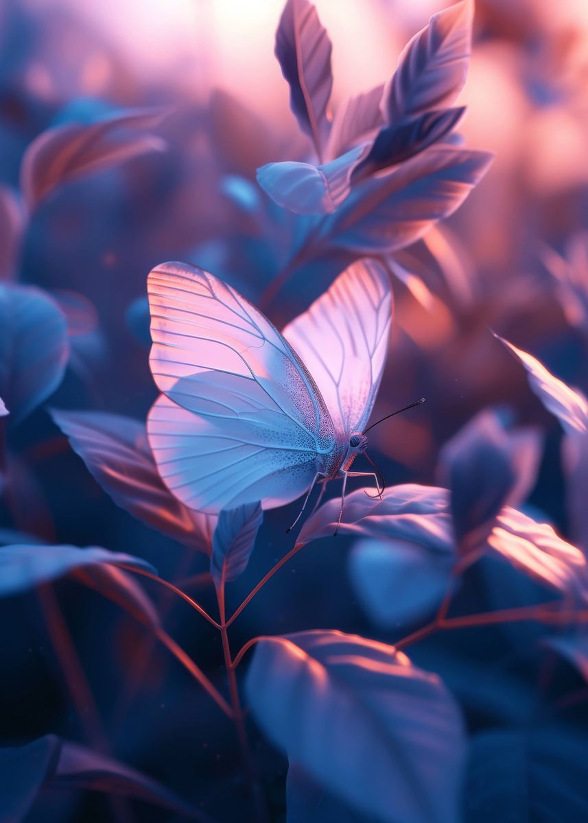 'Butterfly Aesthetic Sunset' Poster, picture, metal print, paint by Adam Reed | Displate