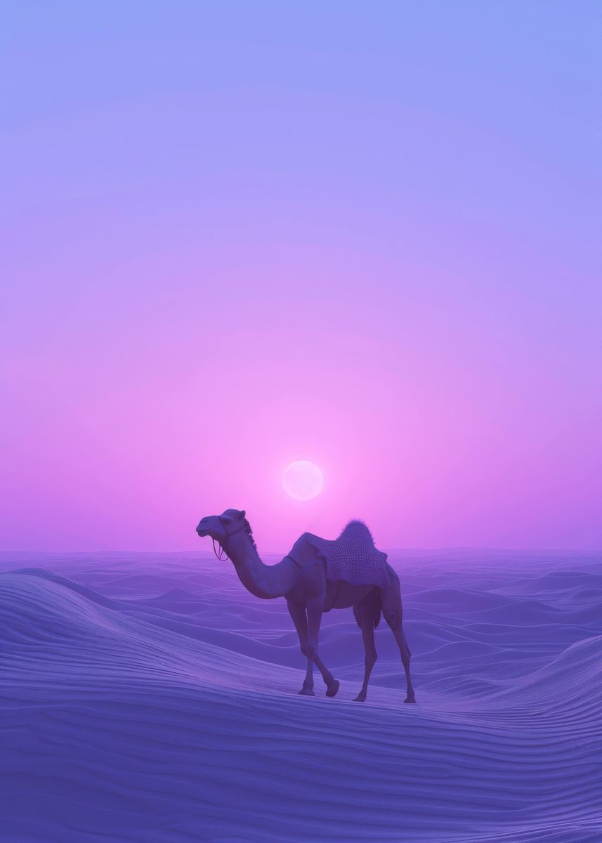 'Camel Aesthetic Sunset' Poster, picture, metal print, paint by Adam ...