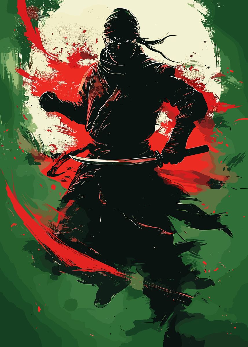 'Anime Green Japan Shinobi' Poster, picture, metal print, paint by ...