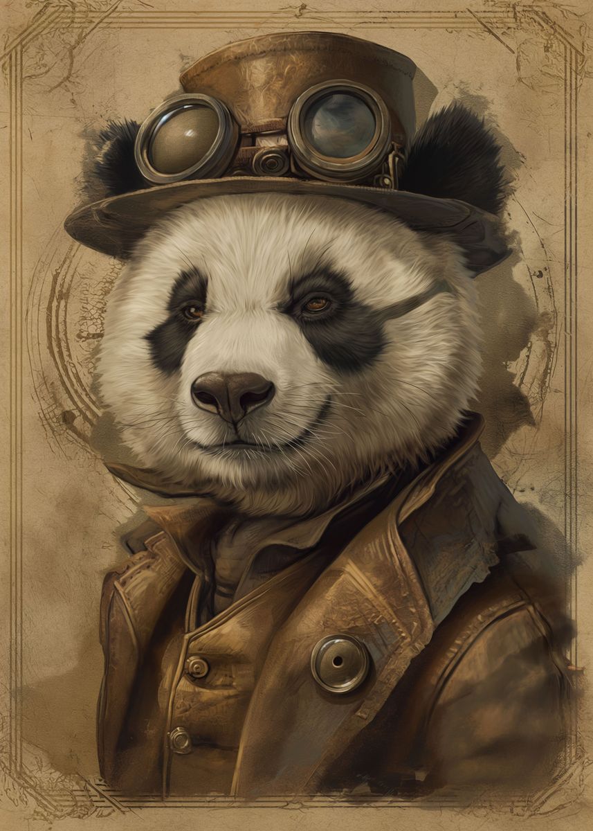 'Steampunk Panda' Poster, picture, metal print, paint by Posterlicious ...
