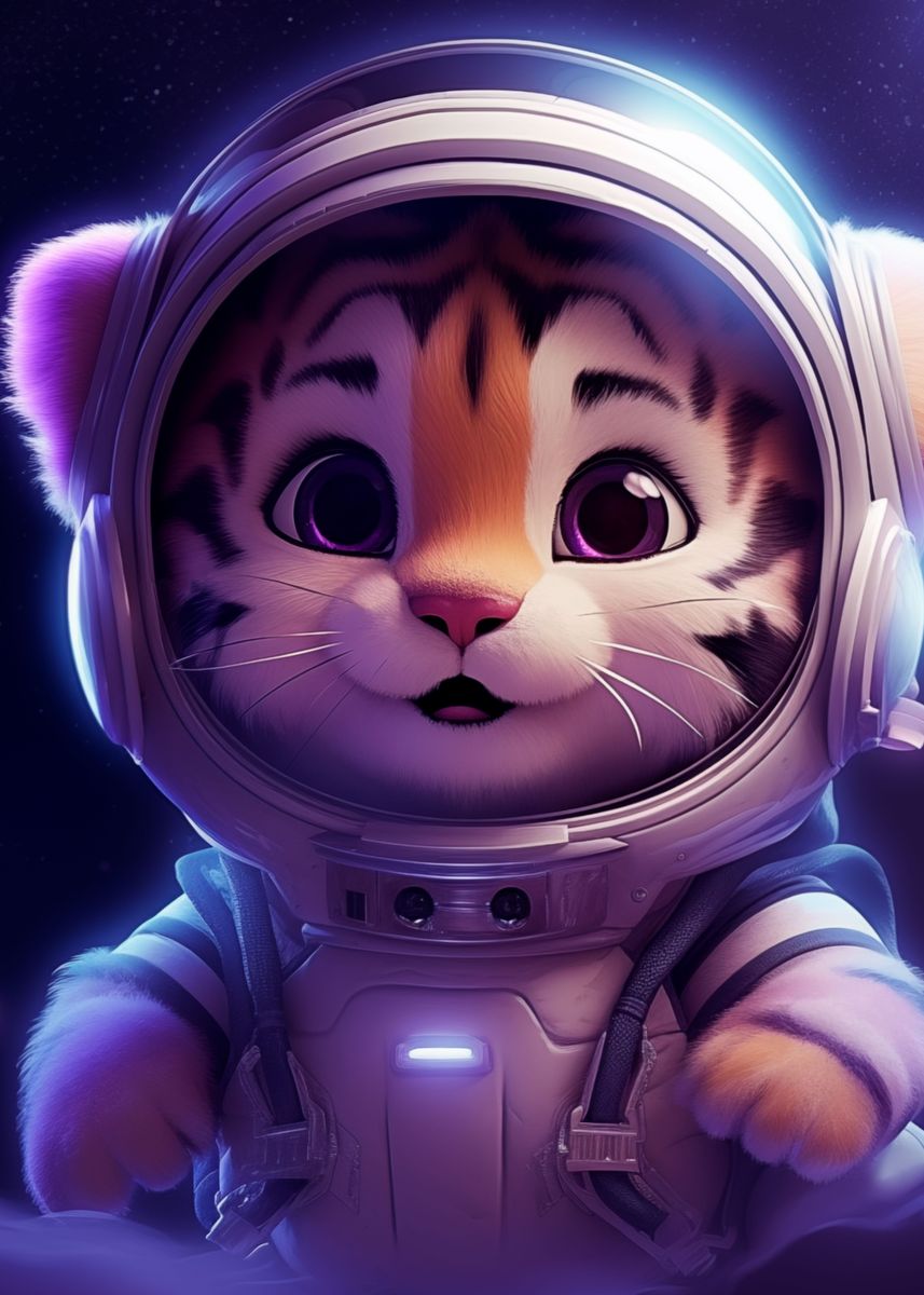 'Space Baby Tiger' Poster, picture, metal print, paint by Bloomoon ...