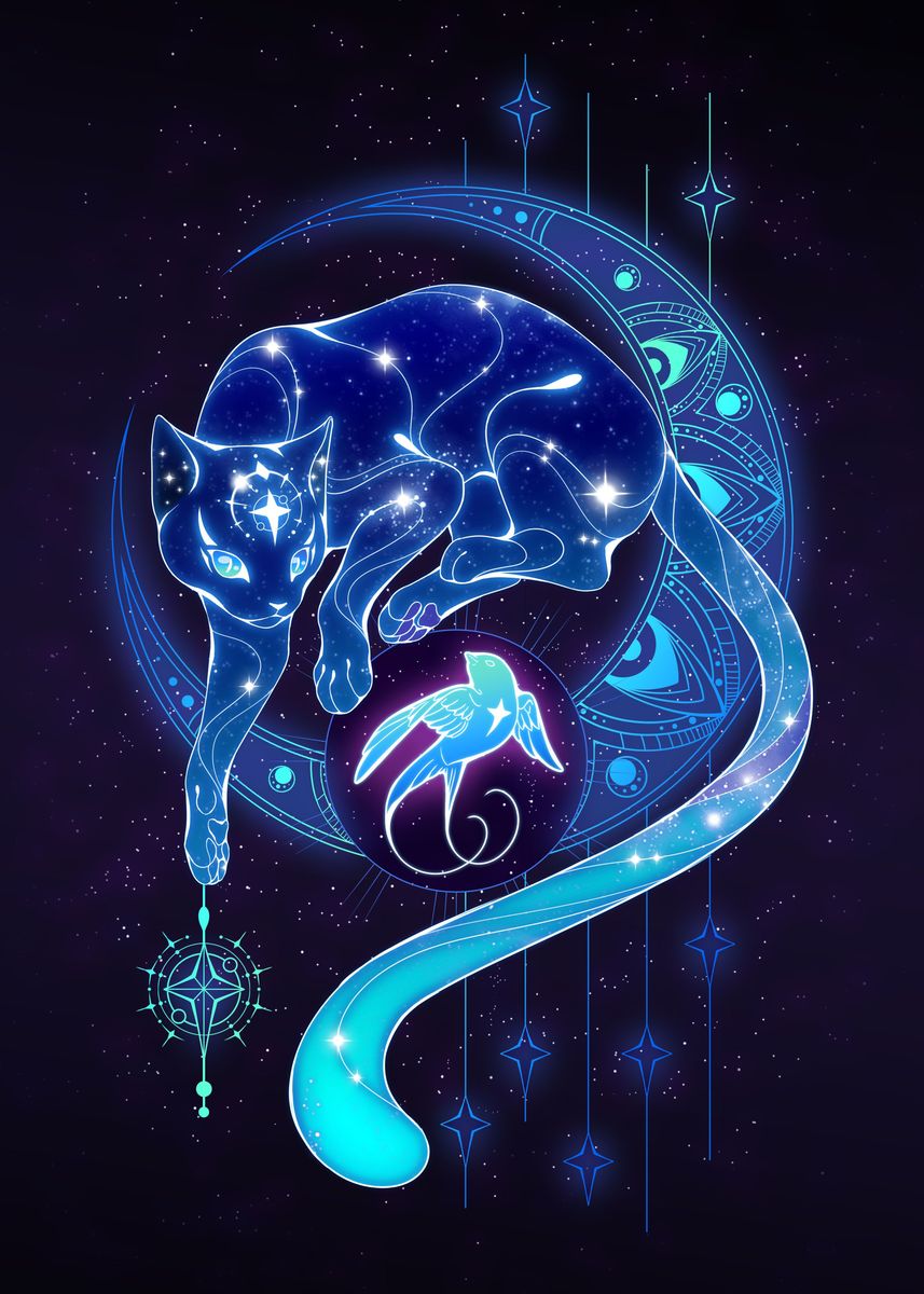 'Blue North Star ' Poster, picture, metal print, paint by Venetia ...