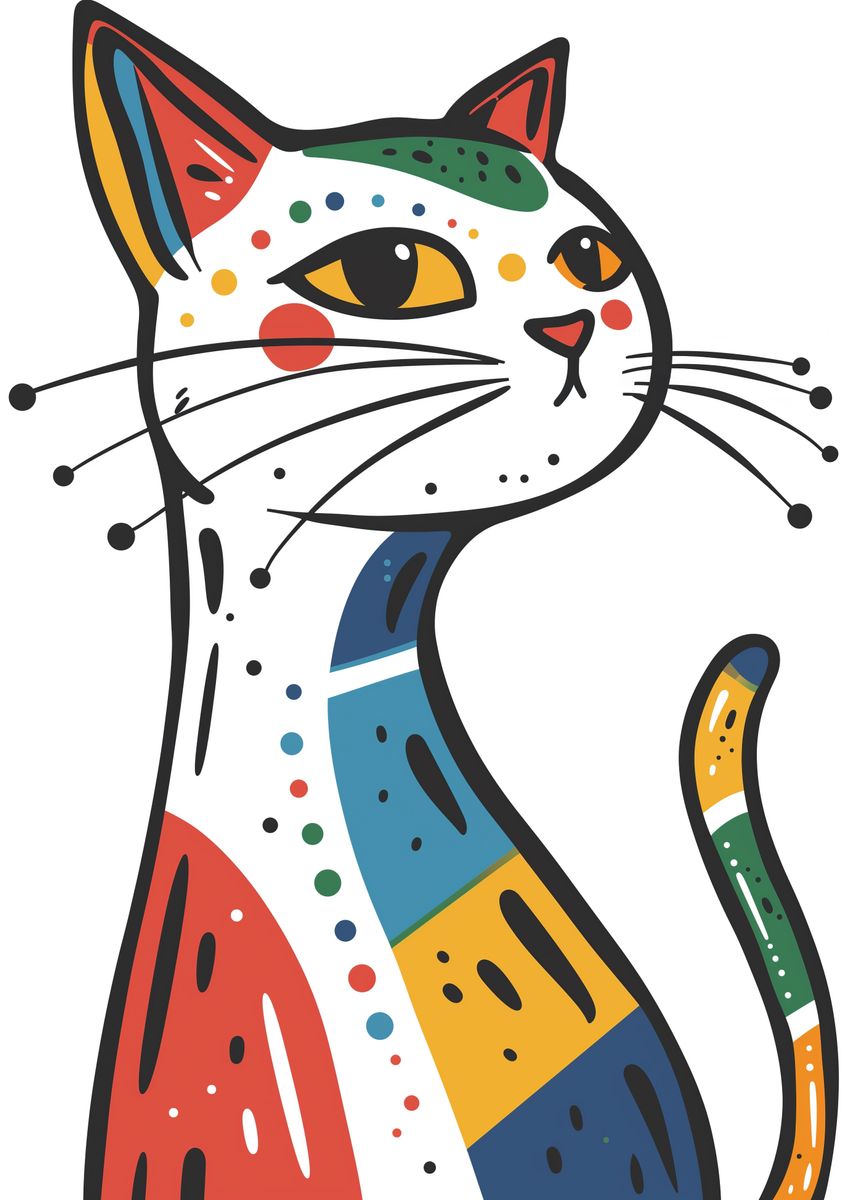 'Multi Color Cat' Poster, picture, metal print, paint by HarmonicArt ...