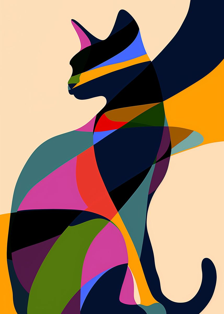 'Chic Cat Spectrum' Poster, picture, metal print, paint by HarmonicArt ...