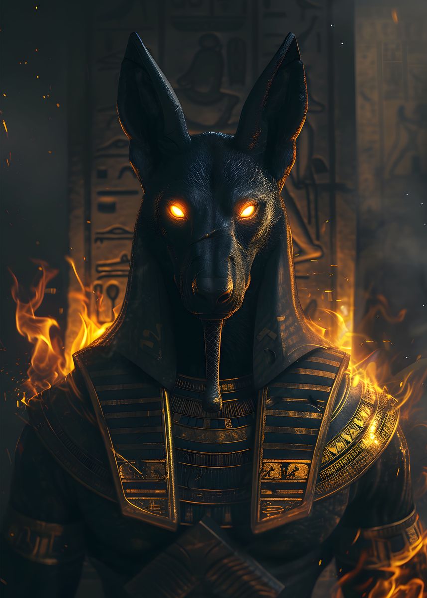 'Fire Anubis God Egypt' Poster, picture, metal print, paint by Future ...