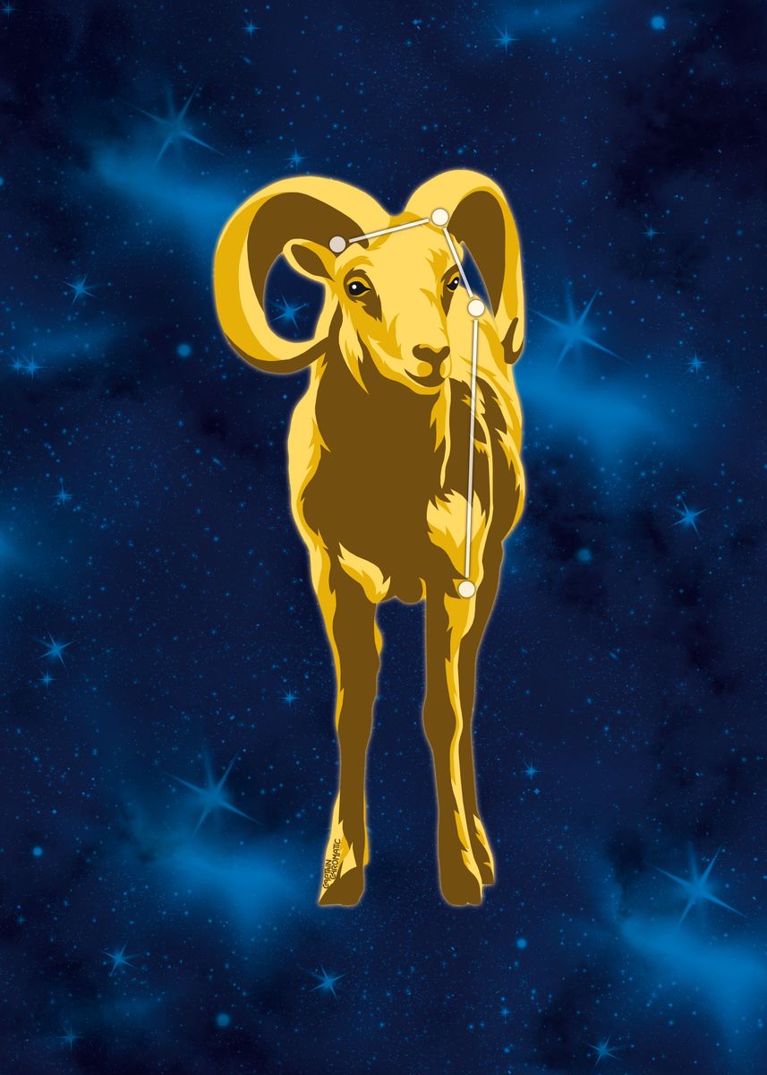 'Aries zodiac sign' Poster, picture, metal print, paint by Captain ...