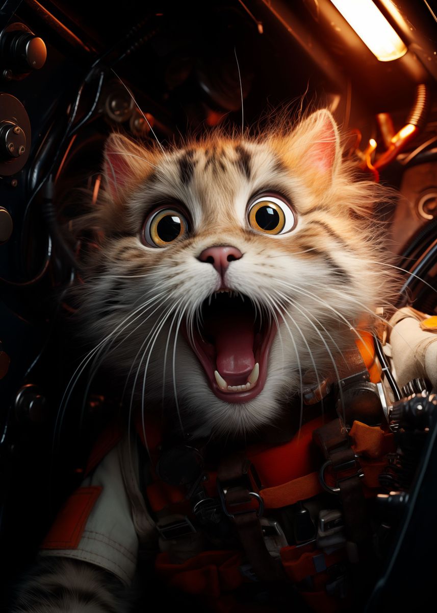 'Astrocat Alert' Poster, picture, metal print, paint by Mlle ...