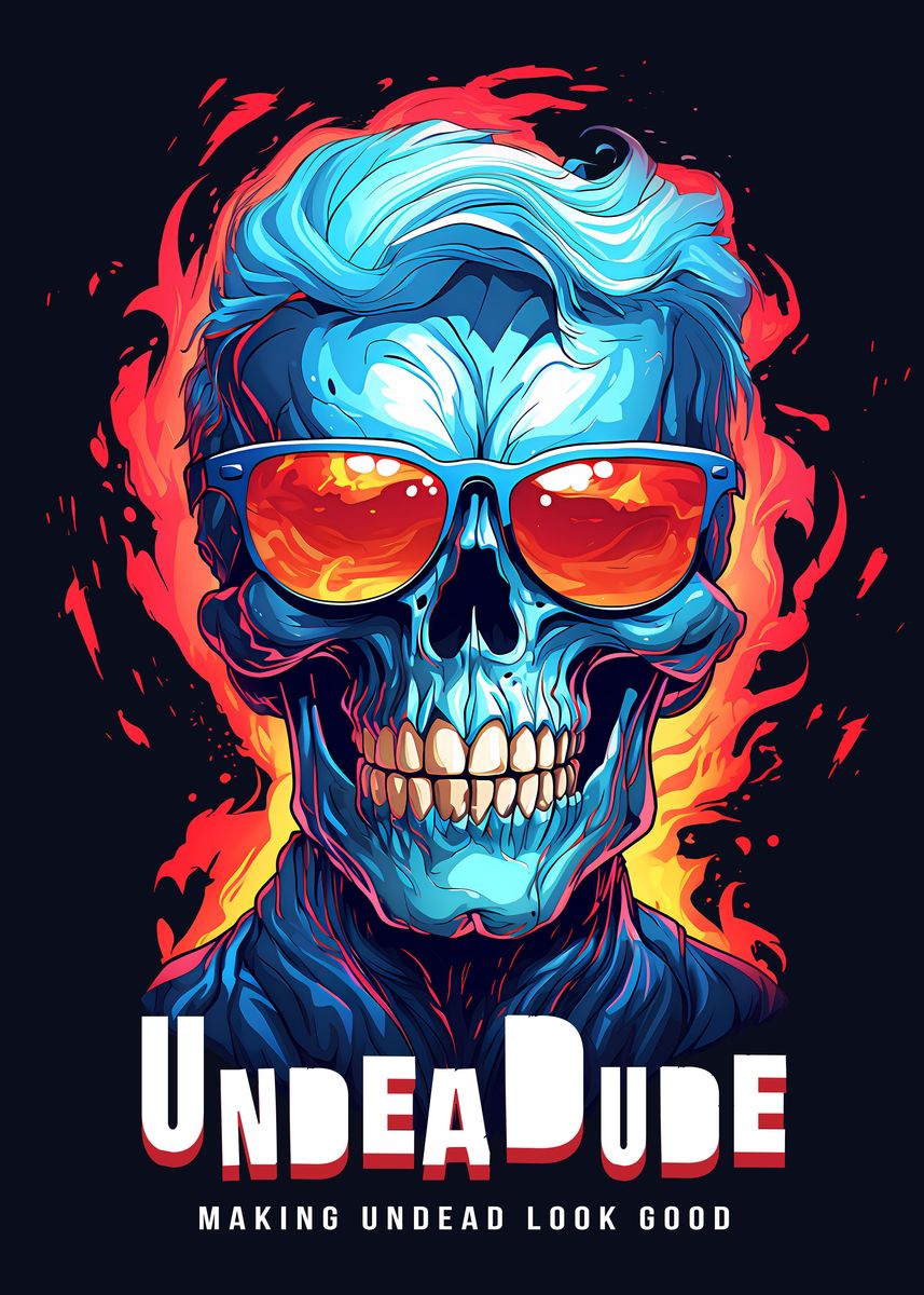 'Cool Undead Dude Zombie' Poster, picture, metal print, paint by Juka ...