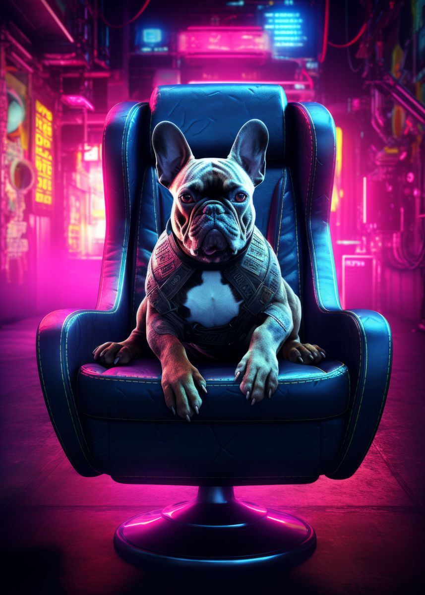 'French Bulldog Cyberpunk' Poster, picture, metal print, paint by Craig ...