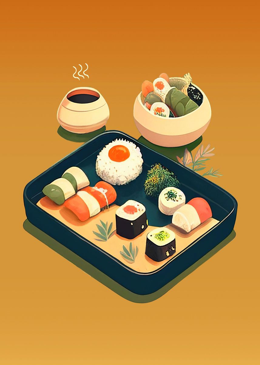 'A cozy Sushi Trail' Poster, picture, metal print, paint by MCAshe Art ...