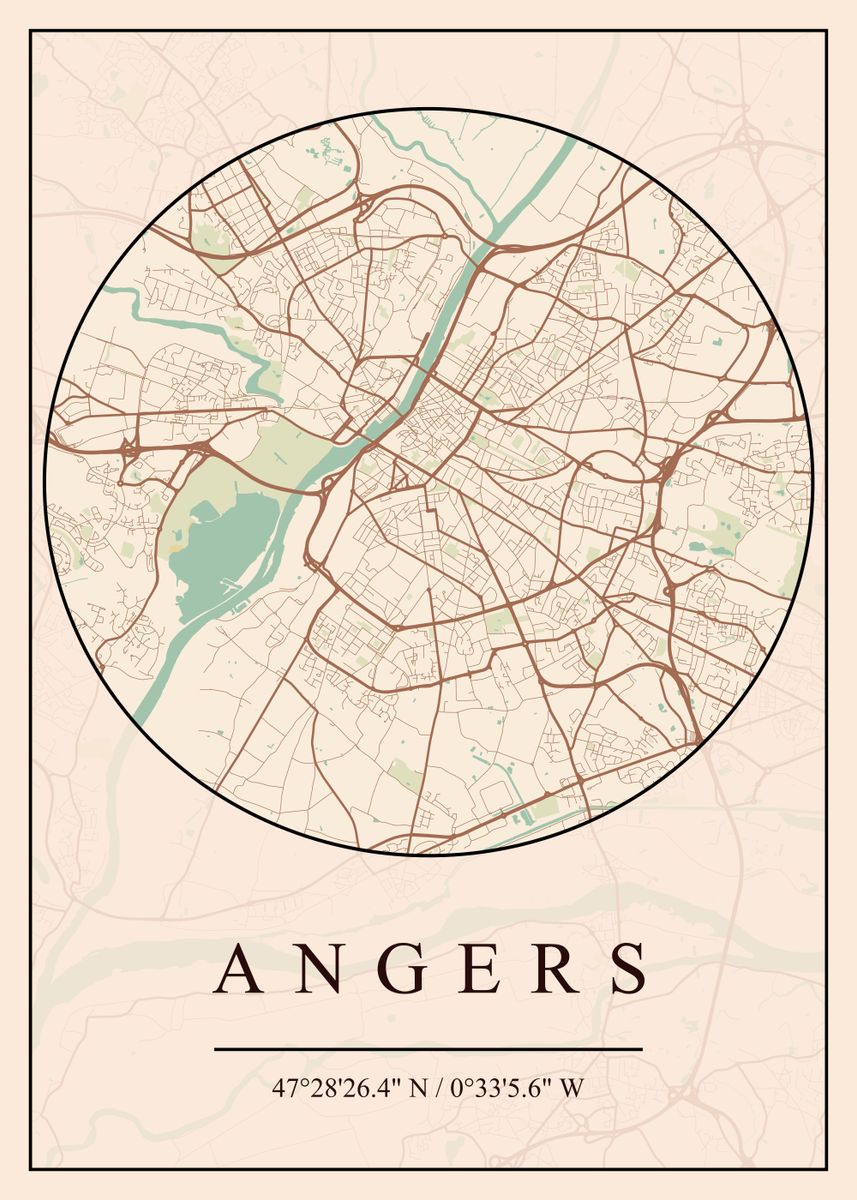 'Angers' Poster, picture, metal print, paint by Illustration Art | Displate