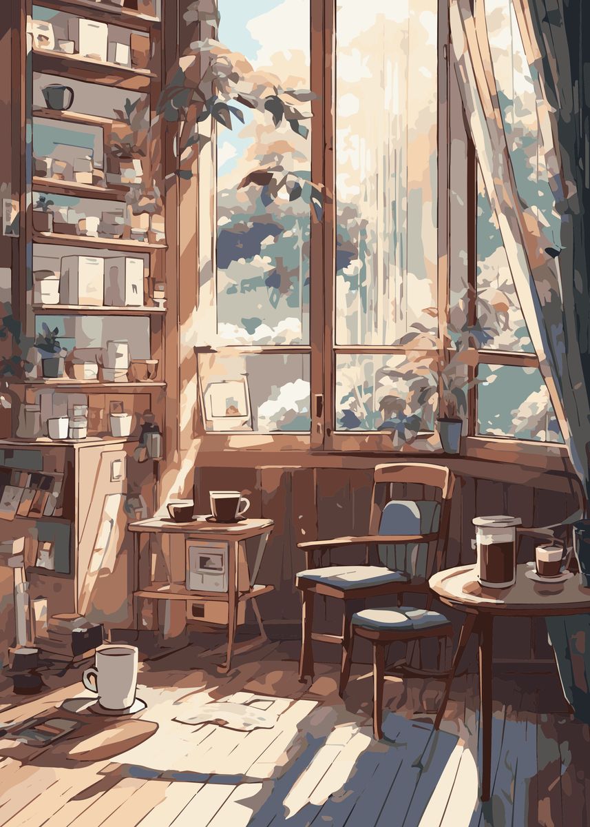 'Coffee Study Room 5' Poster, picture, metal print, paint by Maricris M ...