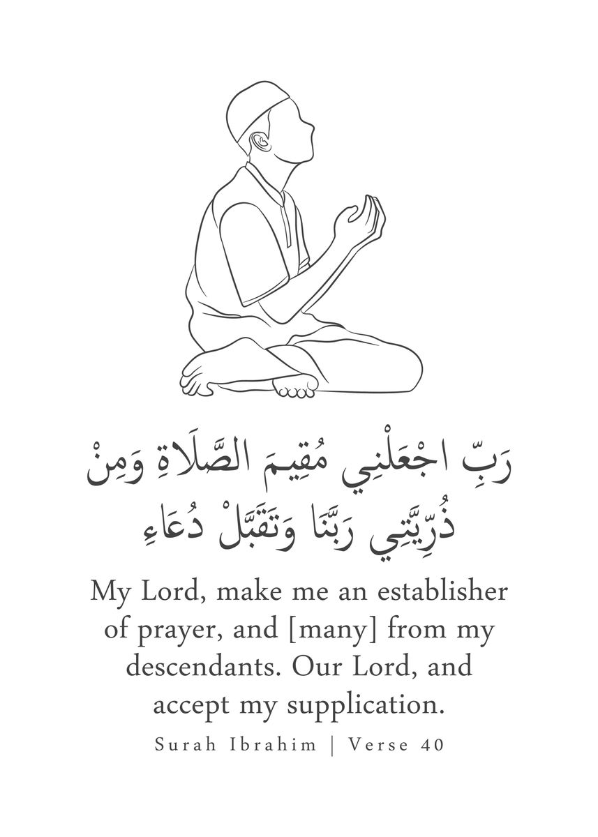 'Surah Ibrahim Verse 40' Poster, picture, metal print, paint by Mohamed ...