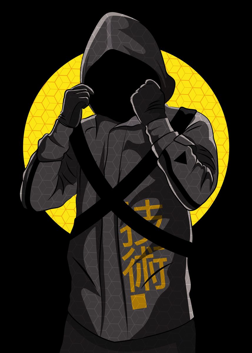 'Japanese Hood Man' Poster, picture, metal print, paint by Angela Kawai ...