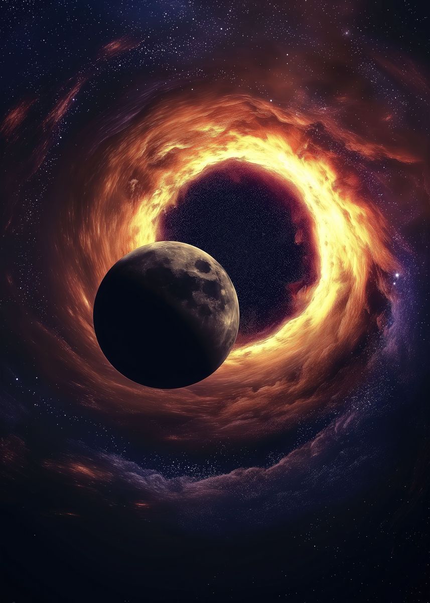 'Black Hole Devouring Moon' Poster, picture, metal print, paint by ...