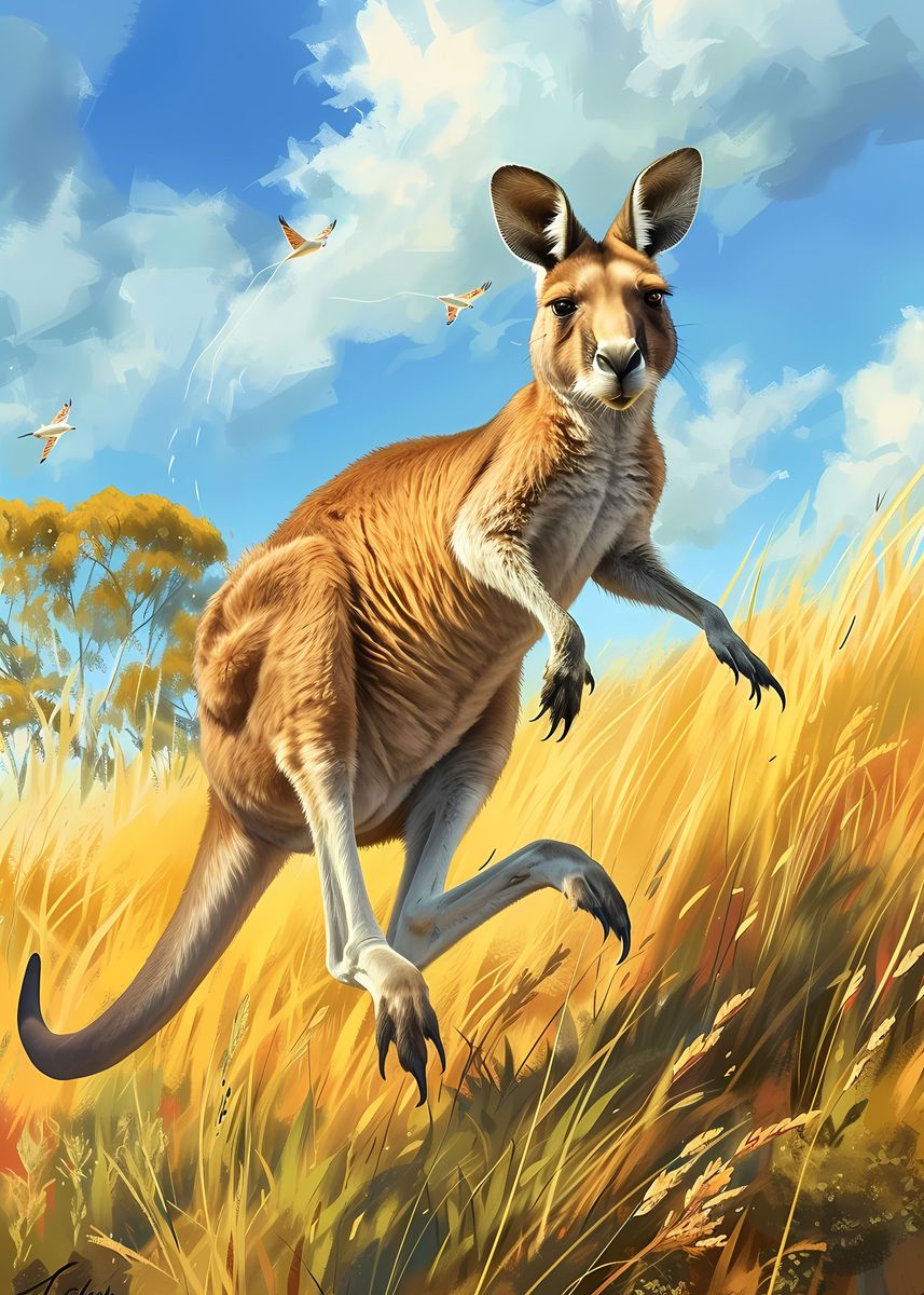 'Dynamic Kangaroo' Poster, picture, metal print, paint by Mamanisme Art ...