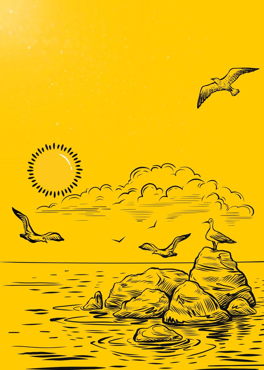 'seabirds' Poster, picture, metal print, paint by classicposter ...