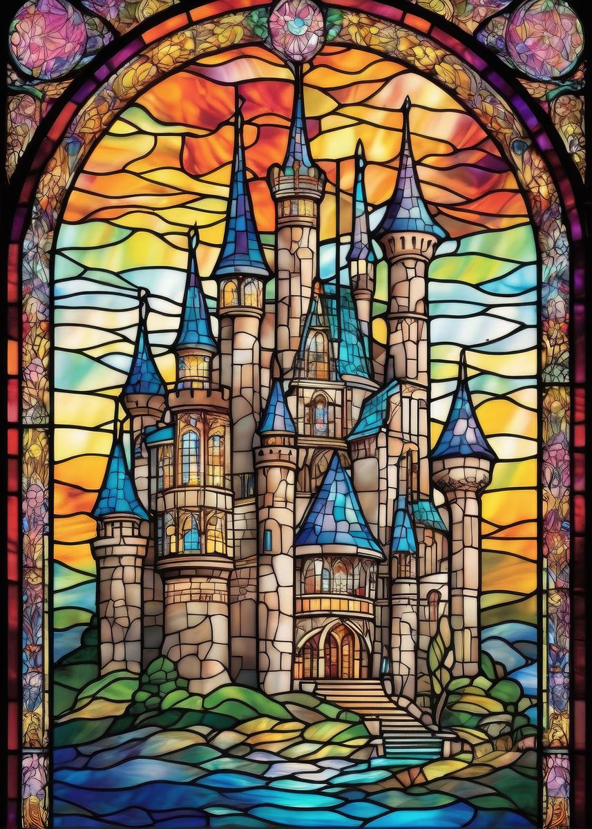'Stained Glass Castles' Poster, picture, metal print, paint by ...