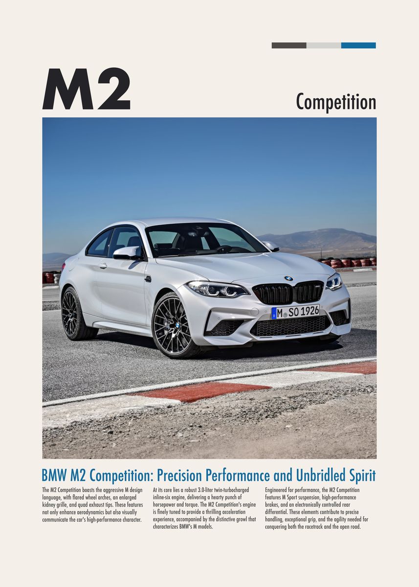 'BMW M2 Competition' Poster, picture, metal print, paint by Full ...