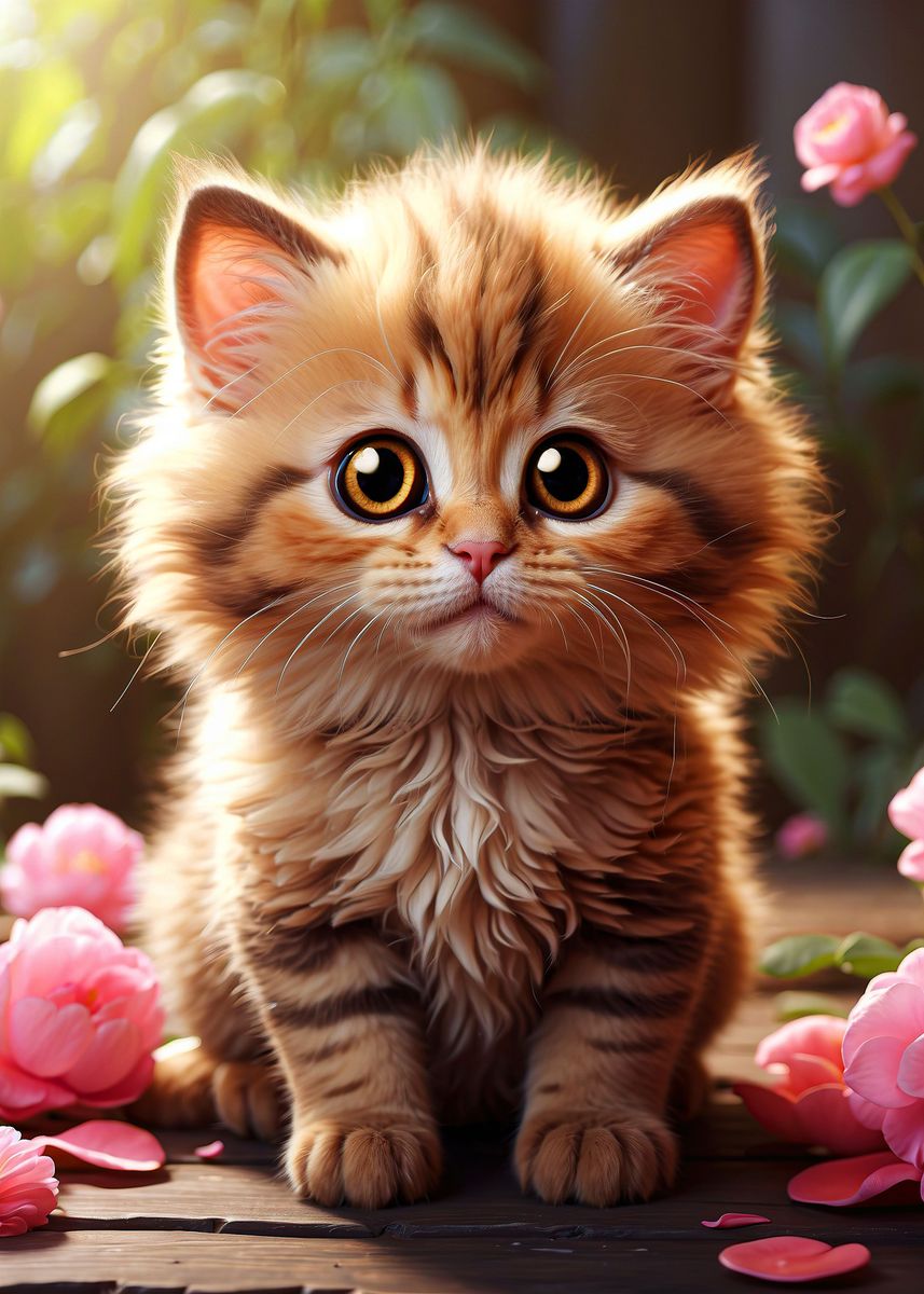 'Kawaii Cat' Poster, picture, metal print, paint by Bruno Macedo | Displate