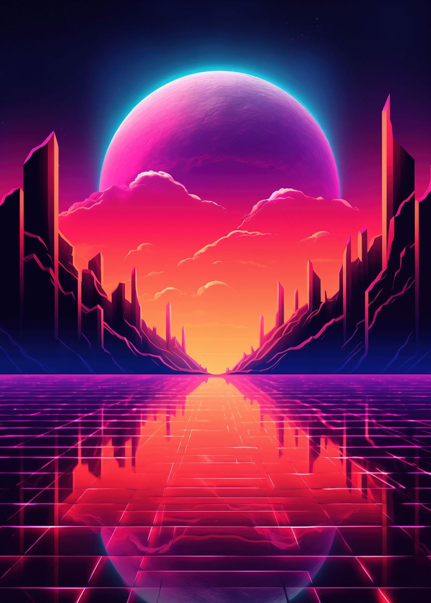 'Retrowave Chroma Dreams' Poster, picture, metal print, paint by ...