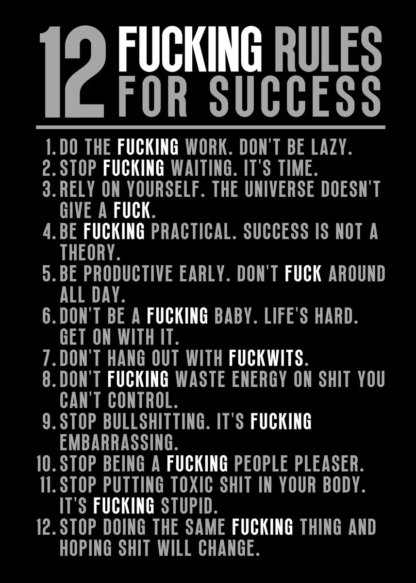 '12 Rules For Success' Poster, picture, metal print, paint by slamet ...