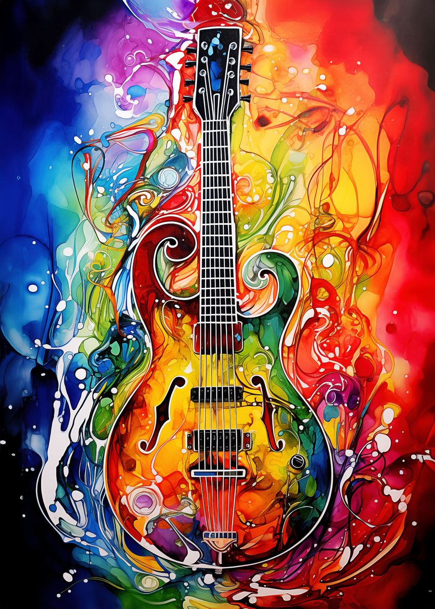 'Alcohol Ink Guitar' Poster, picture, metal print, paint by Chris Cupit ...