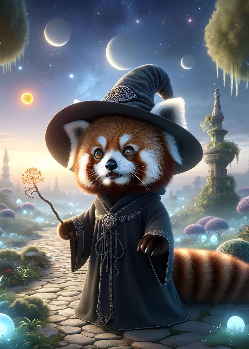 'Celestial Mage Panda' Poster, picture, metal print, paint by Jannick ...