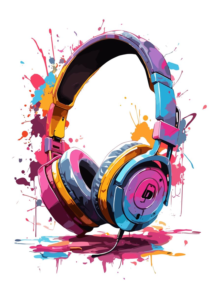 'Gaming Headphone' Poster, picture, metal print, paint by Vicky ...