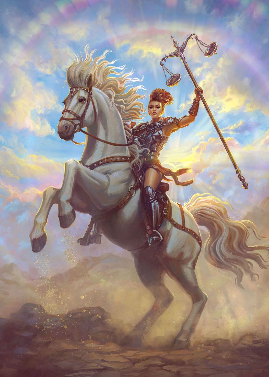 'Libra Warrior Zodiac' Poster, picture, metal print, paint by Yasu Matsuoka | Displate