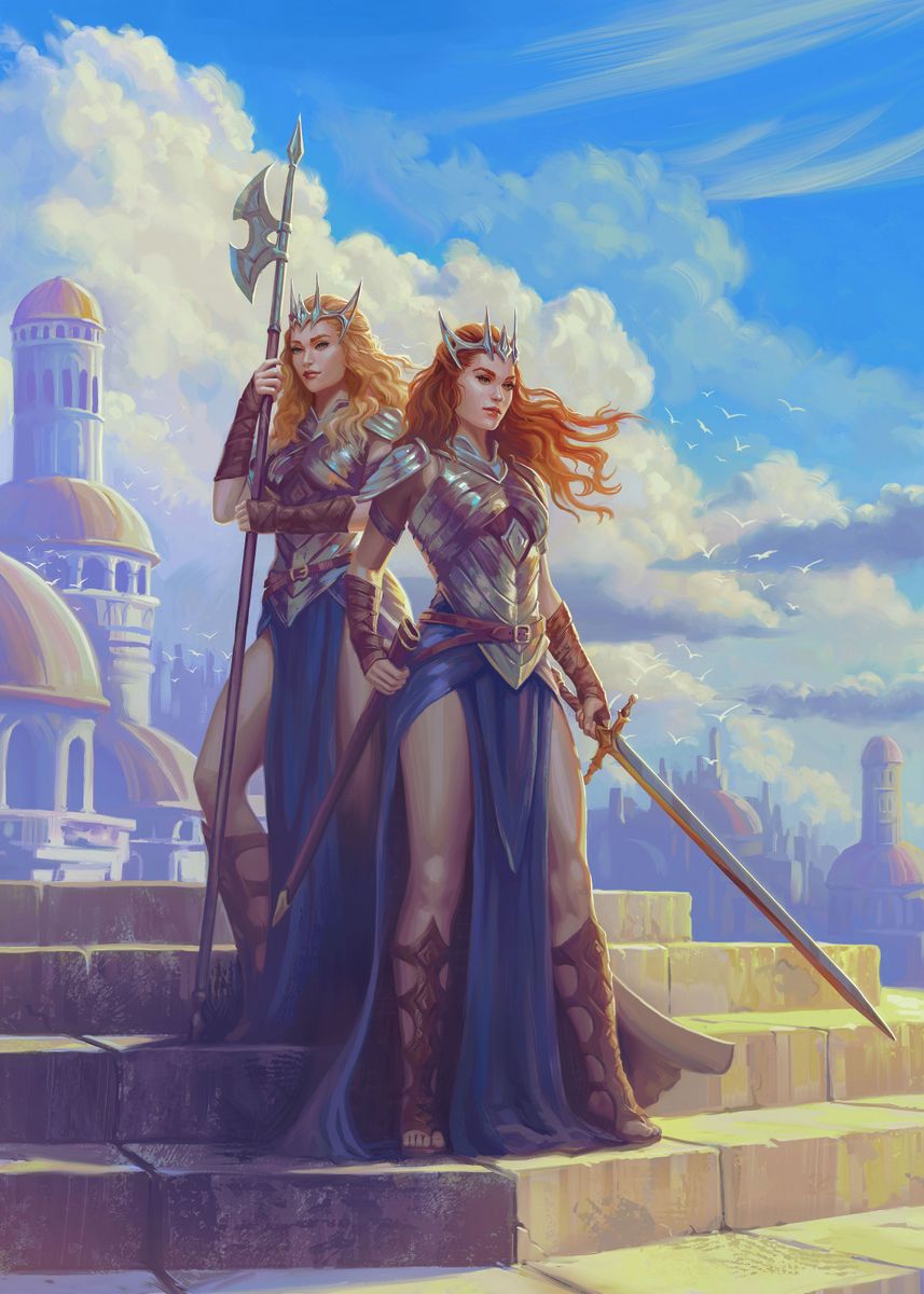 'Gemini Warrior Zodiac' Poster, picture, metal print, paint by Yasu Matsuoka | Displate