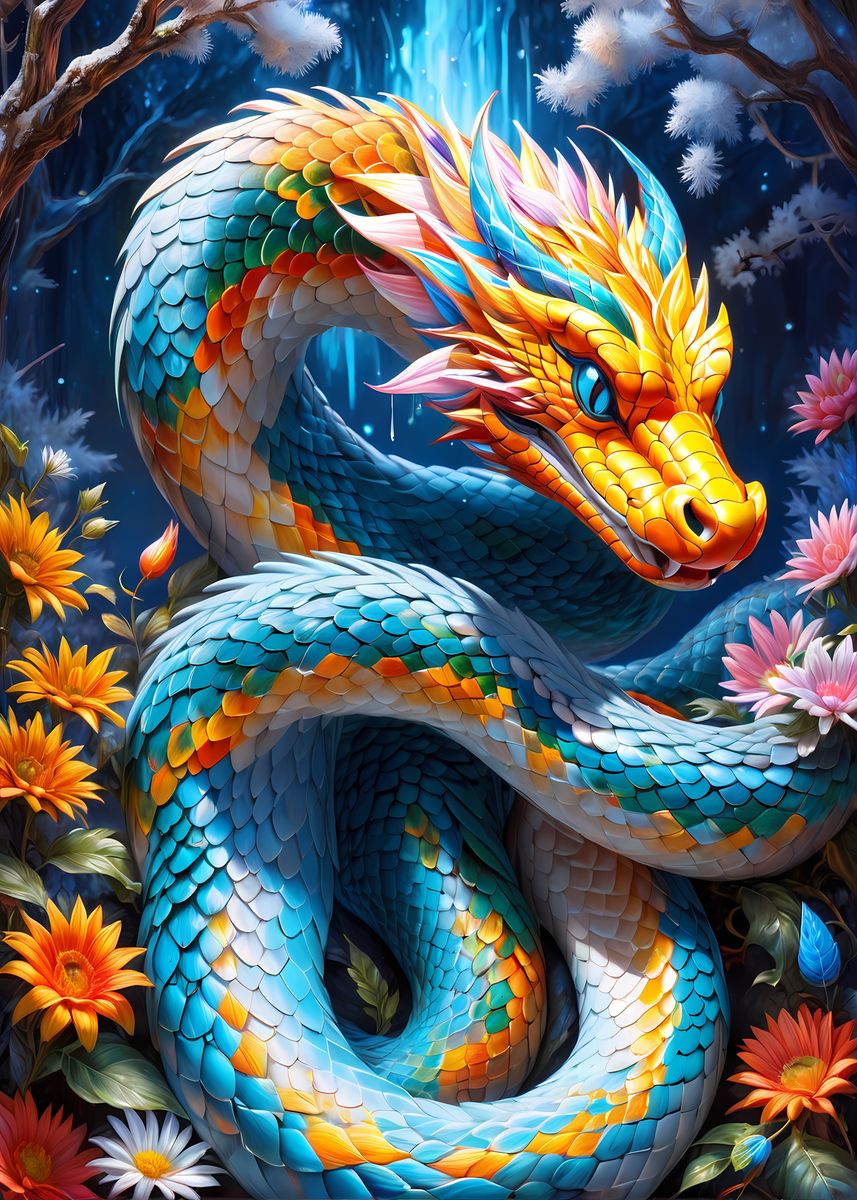 'Mythical Snake' Poster, picture, metal print, paint by Poster ...