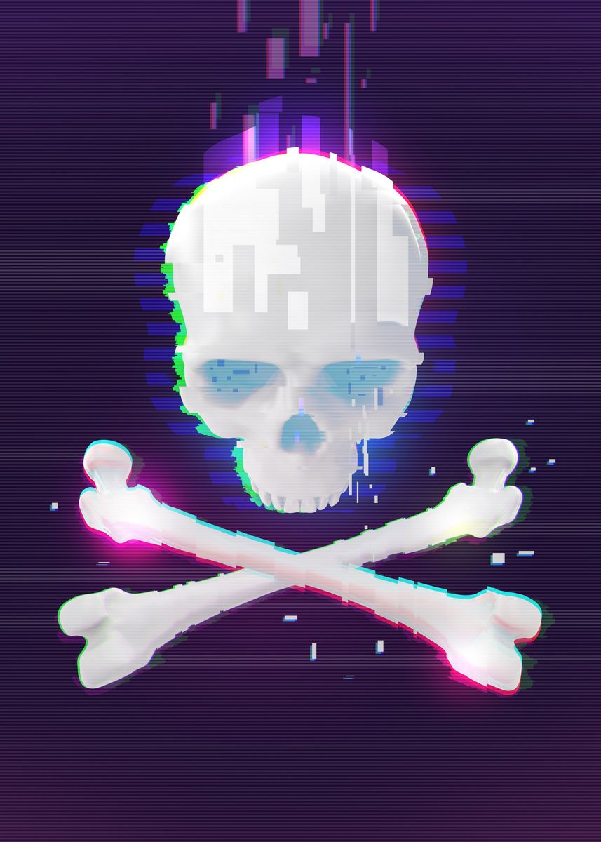 'Glitch skull' Poster, picture, metal print, paint by cgterminal ART ...