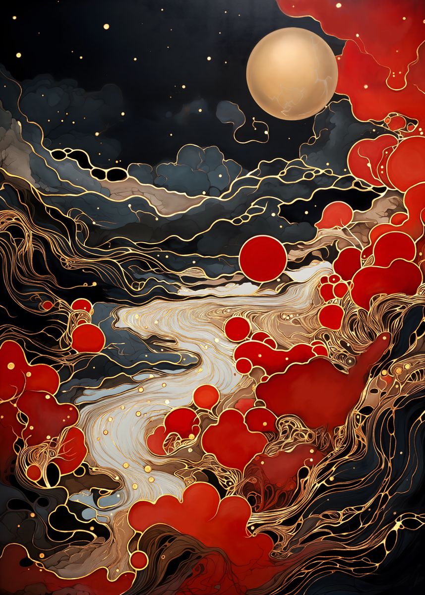 'Ruby Dreamscape' Poster, picture, metal print, paint by THEXYIA | Displate