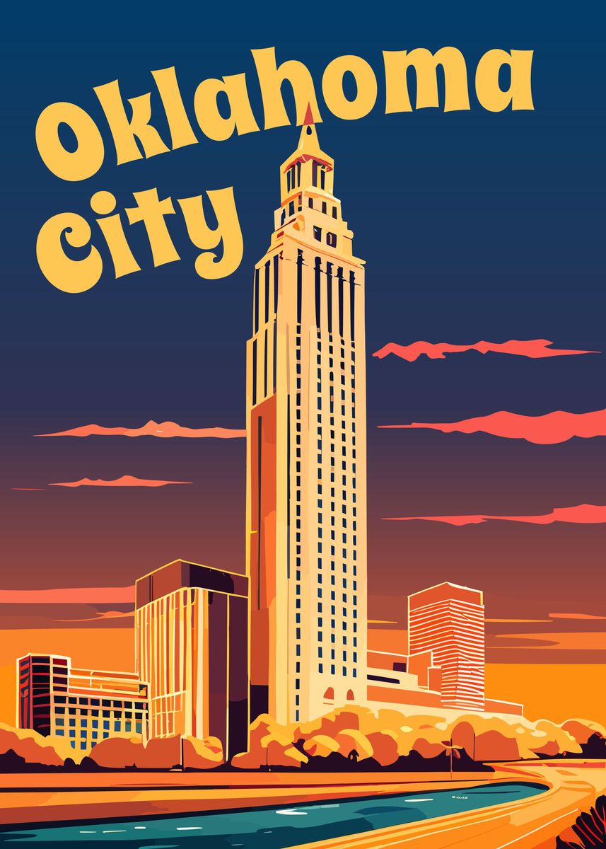 'Oklahoma City' Poster, picture, metal print, paint by Long Shot | Displate