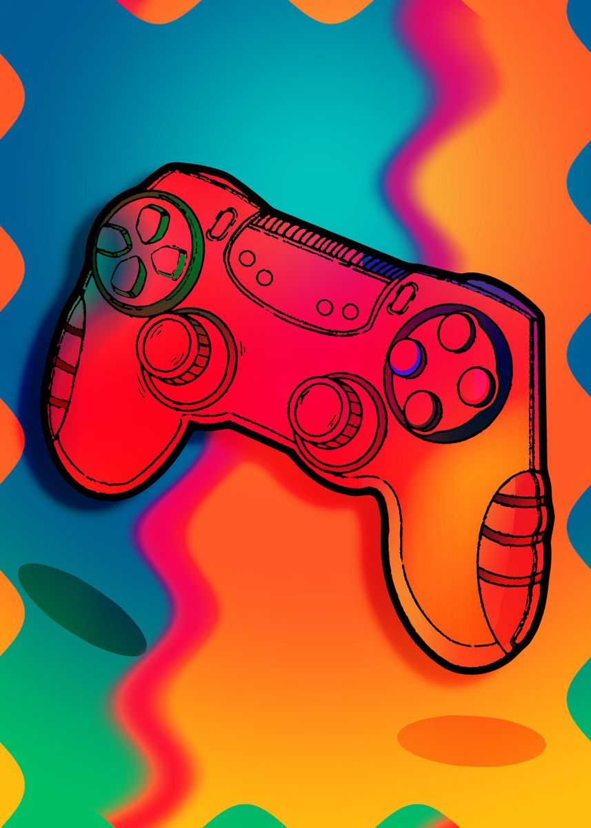 'Colorful Gamepad Gamer ' Poster, picture, metal print, paint by Stayli ...