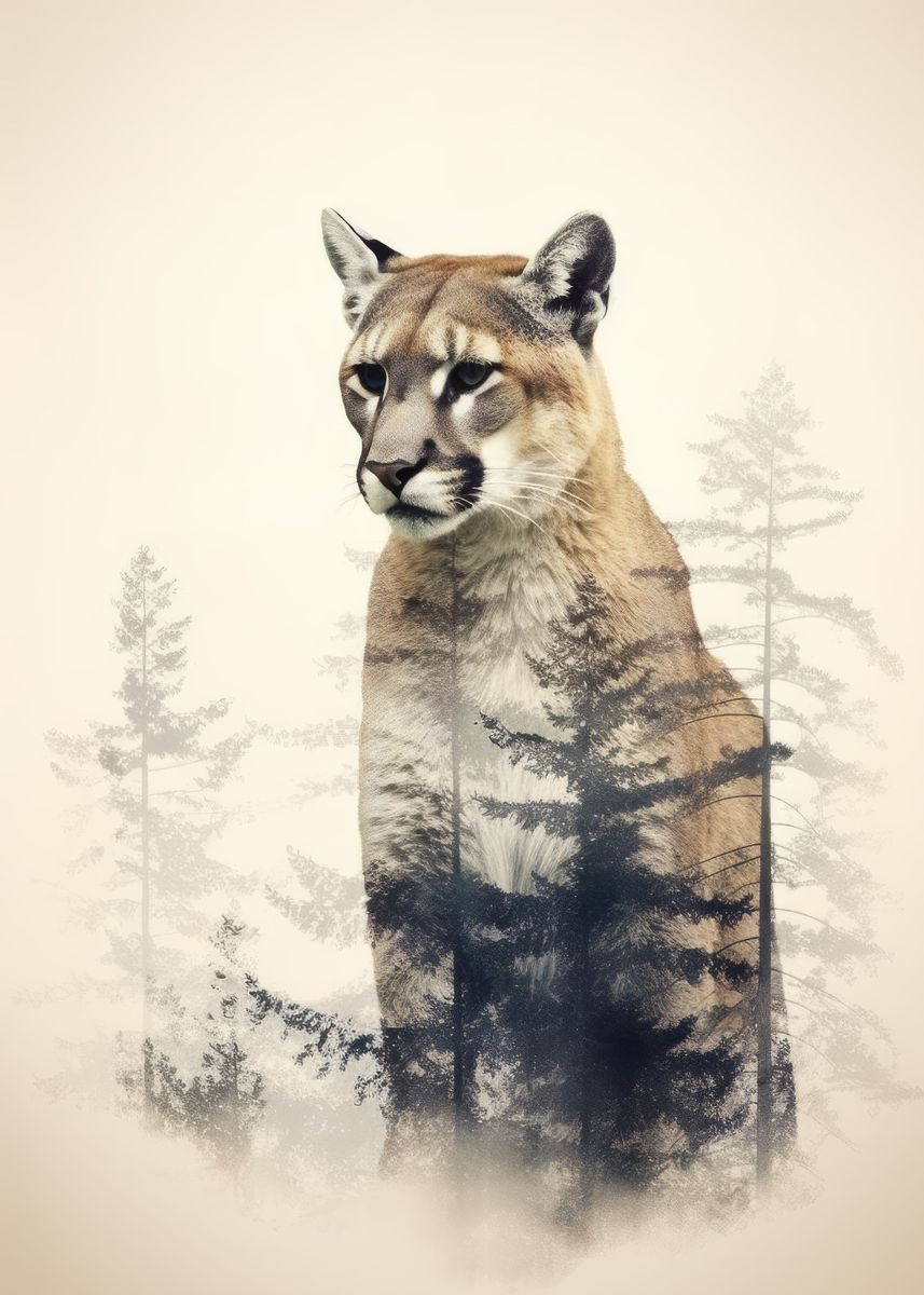 'Cougar' Poster, picture, metal print, paint by Graphics GC | Displate
